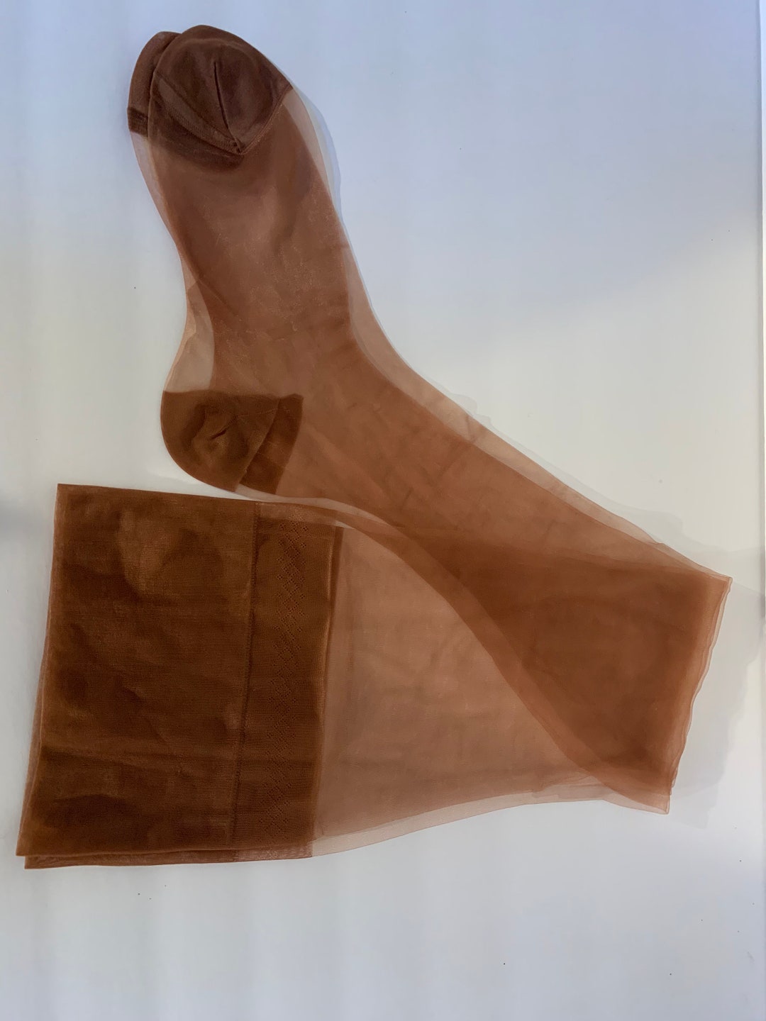 Vintage 1940s Thigh High Nylon Stockings Sheer Nude Dead Stock Size XS ...