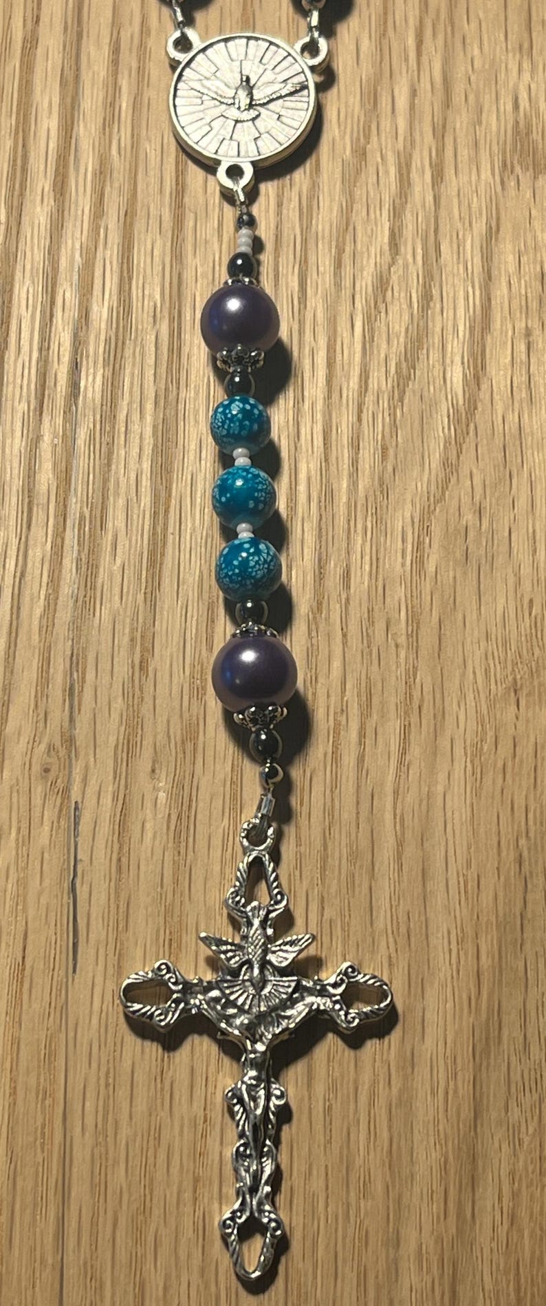 8MM & 10MM Glass Bead Rosary- Holy Spirit Dove Rosary Collection- Blue ...
