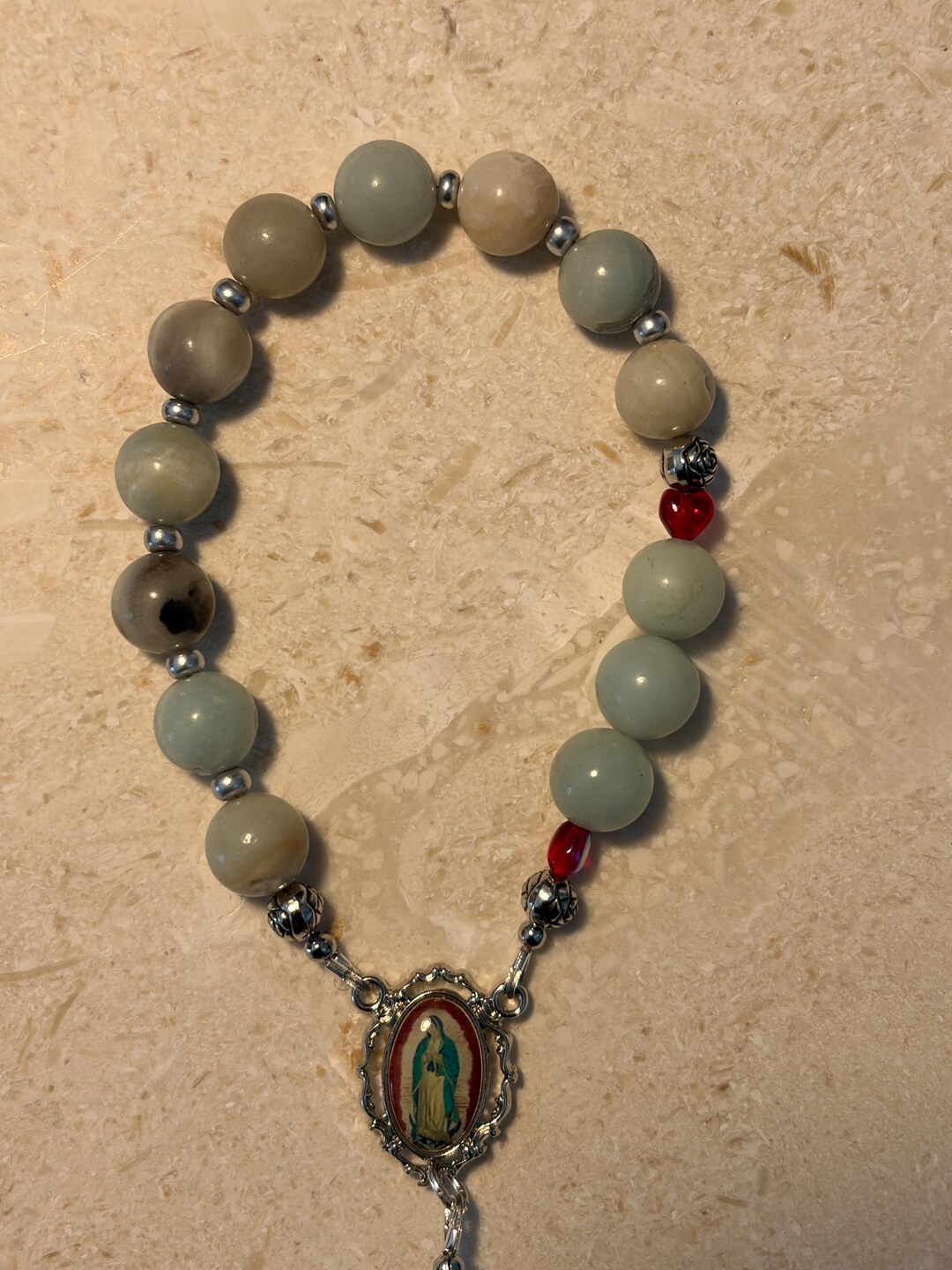 Handmade Our Lady of Guadalupe Single Decade Rosary With Amazonite ...