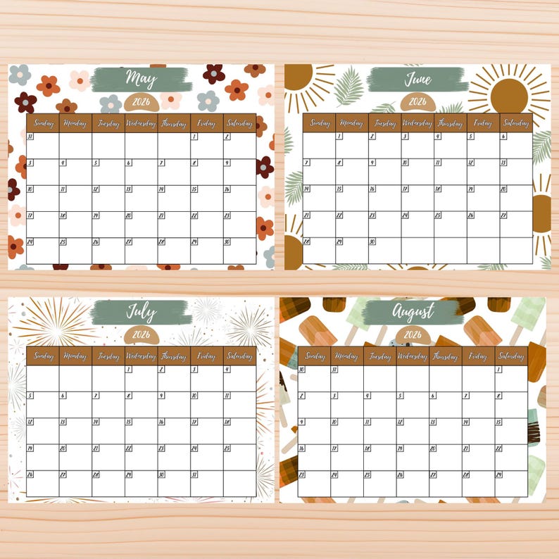 Boho Printable Calendar 2026 | Cozy Monthly Planner | Modern Themed ...