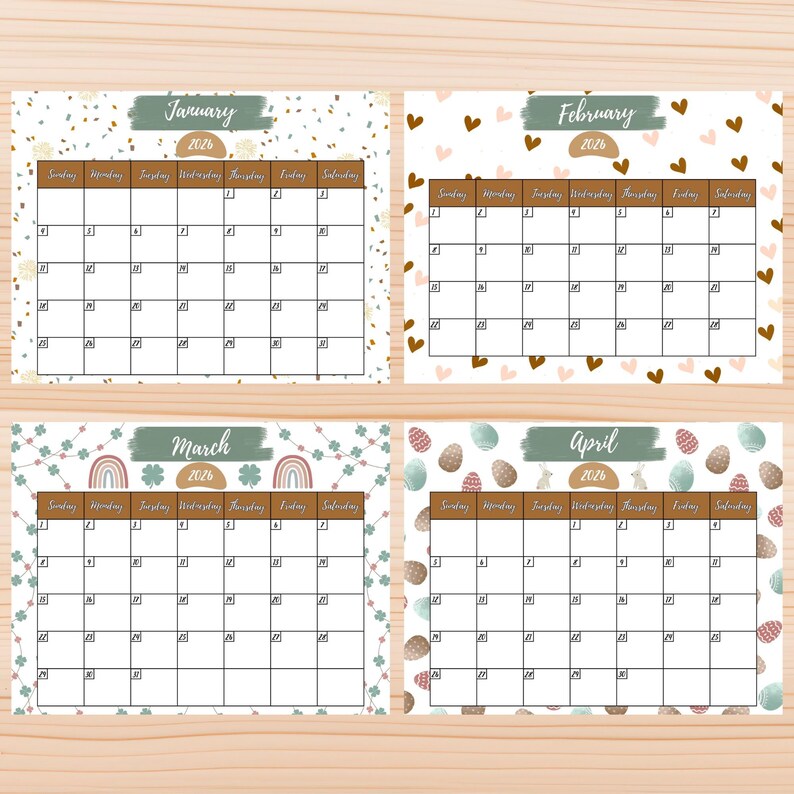 Boho Printable Calendar 2026 | Cozy Monthly Planner | Modern Themed ...