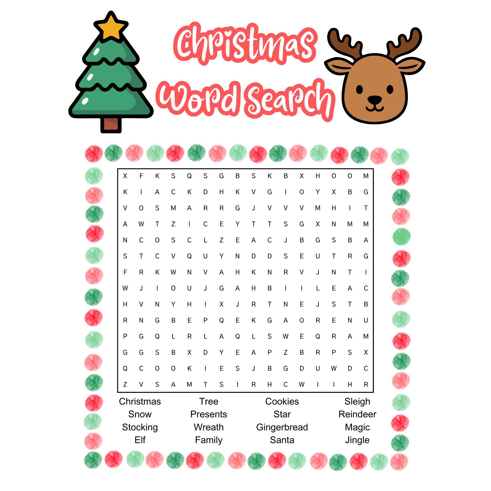 Kids Christmas Word Search Printable | Fun Holiday Activity for Kids ...