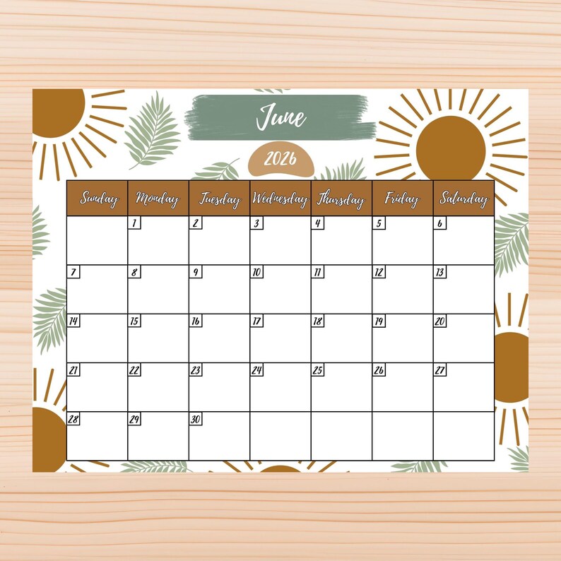 Boho Kalender zum Ausdrucken 2026 | Gemütlicher Monatsplaner | Moderne ...