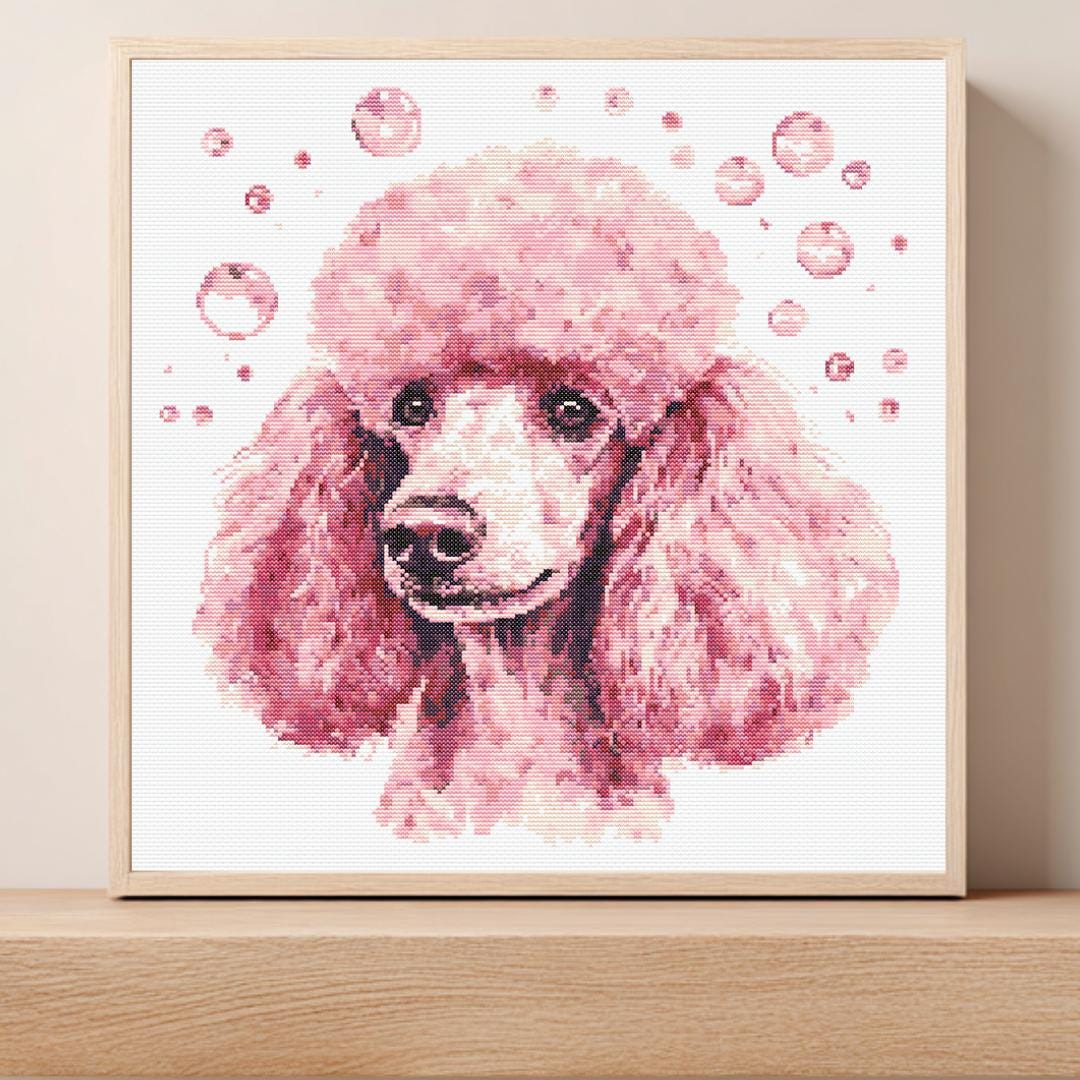 Pink Poodle Cross Stitch Pattern * Modern Dog Cross Stitch Pattern ...