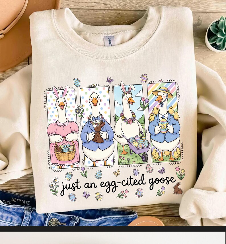 Just an Egg-cited Goose Png, Silly Goose Easter Coquette Png, Funny ...
