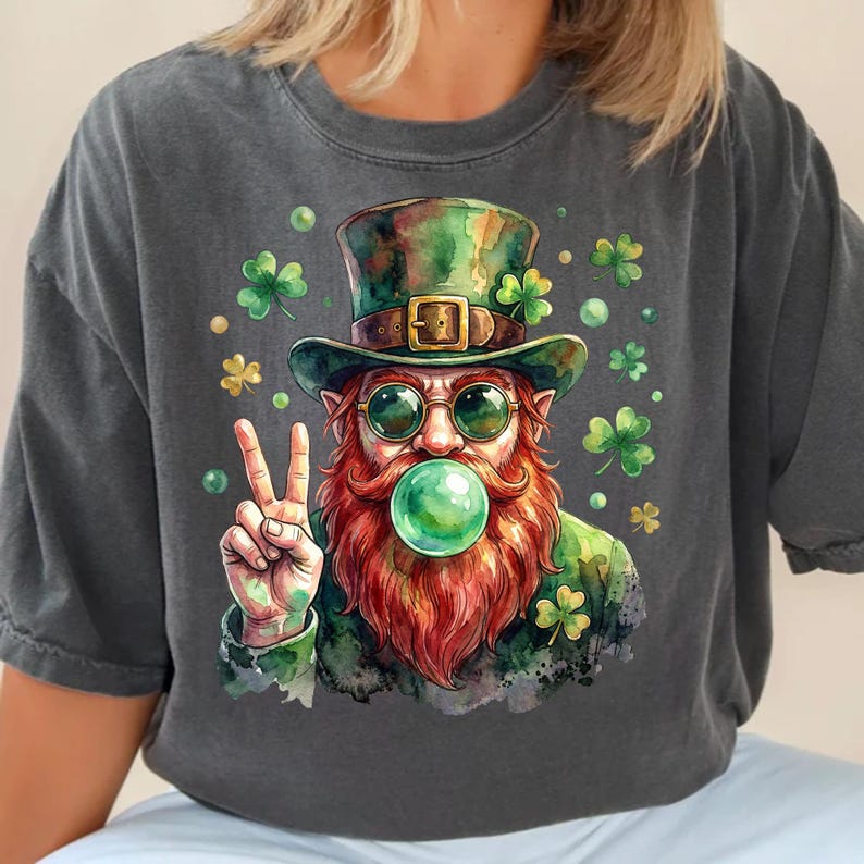 Leprechaun Blowing Bubble Gum PNG, Watercolor St. Patrick's Day Png ...