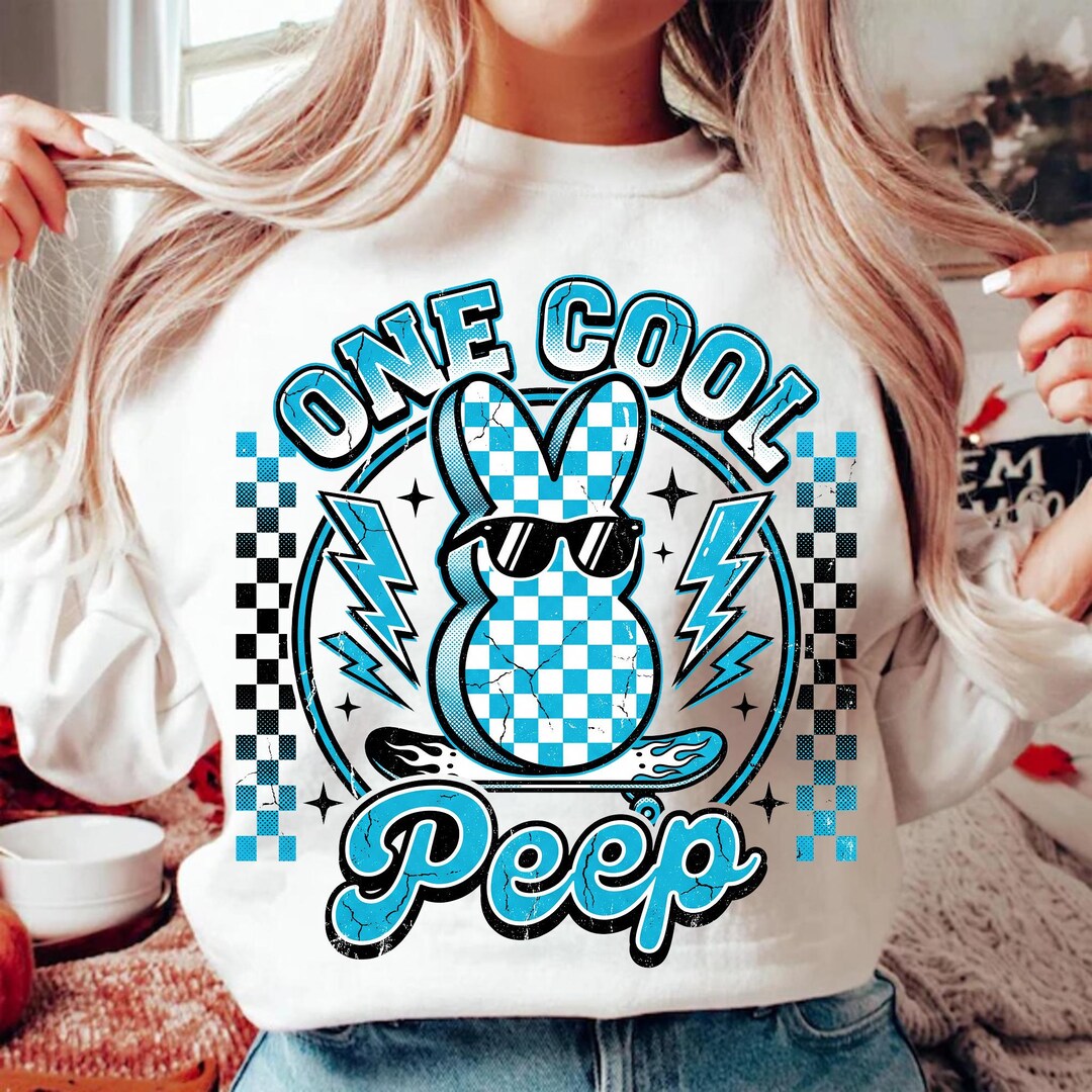 One Cool Peep PNG, Boys Easter Bunny Sublimation Design, Retro ...