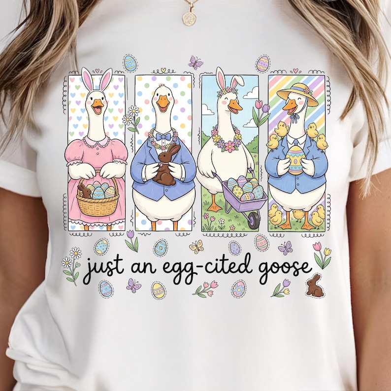 Just an Egg-cited Goose Png, Silly Goose Easter Coquette Png, Funny ...