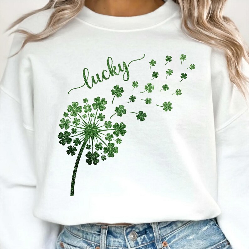 St. Patrick's Day PNG, Lucky Dandelion, Glitter Dandelion Shamrock Png ...