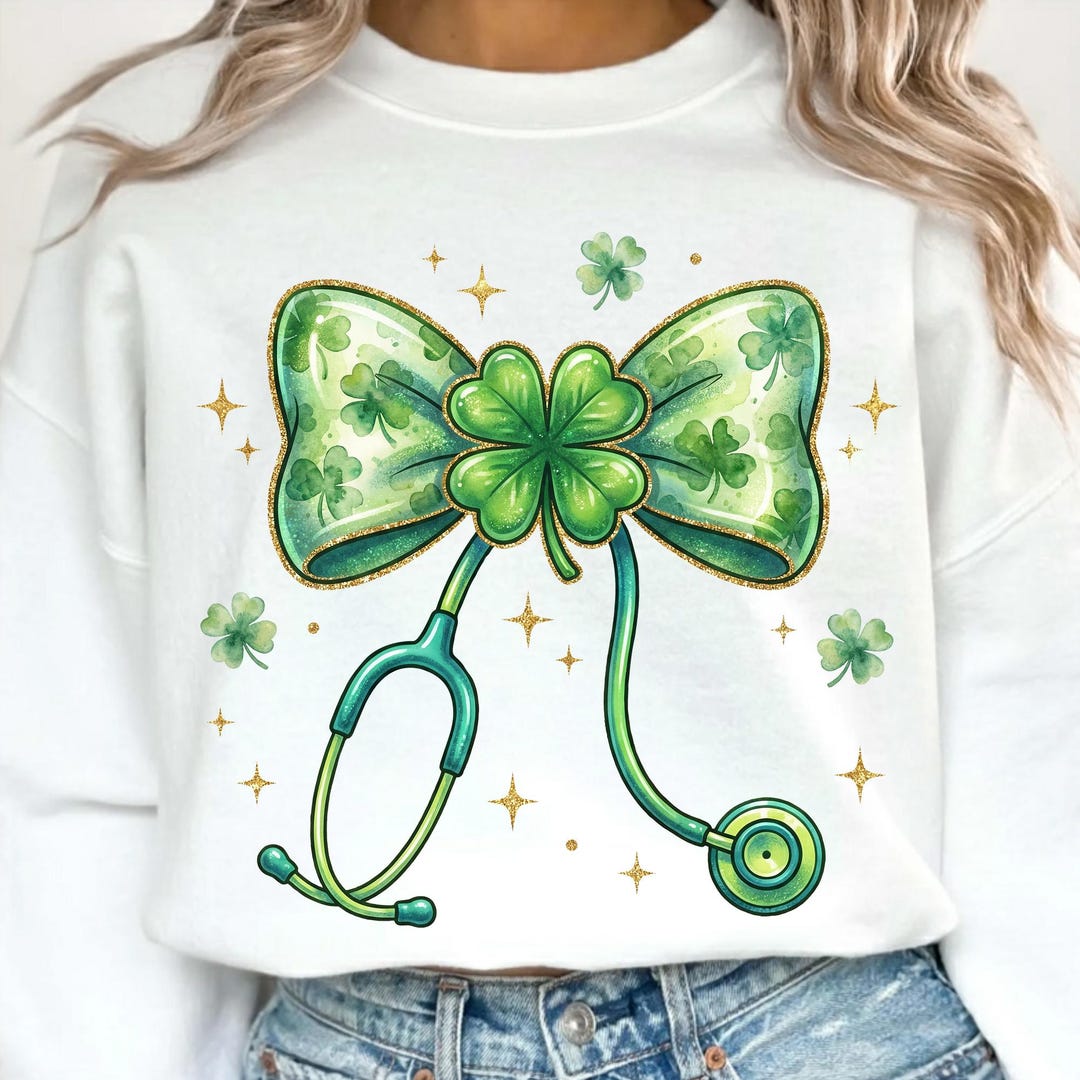 St Patricks Day Coquette Bow Png, Nurse Png, Lucky Nurse Png, Shamrock ...