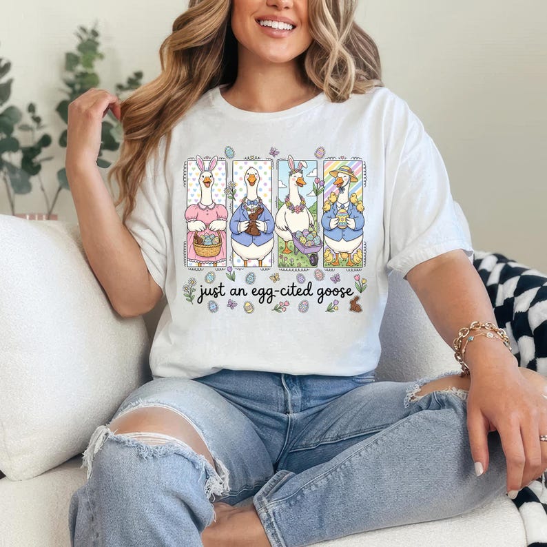 Just an Egg-cited Goose Png, Silly Goose Easter Coquette Png, Funny ...
