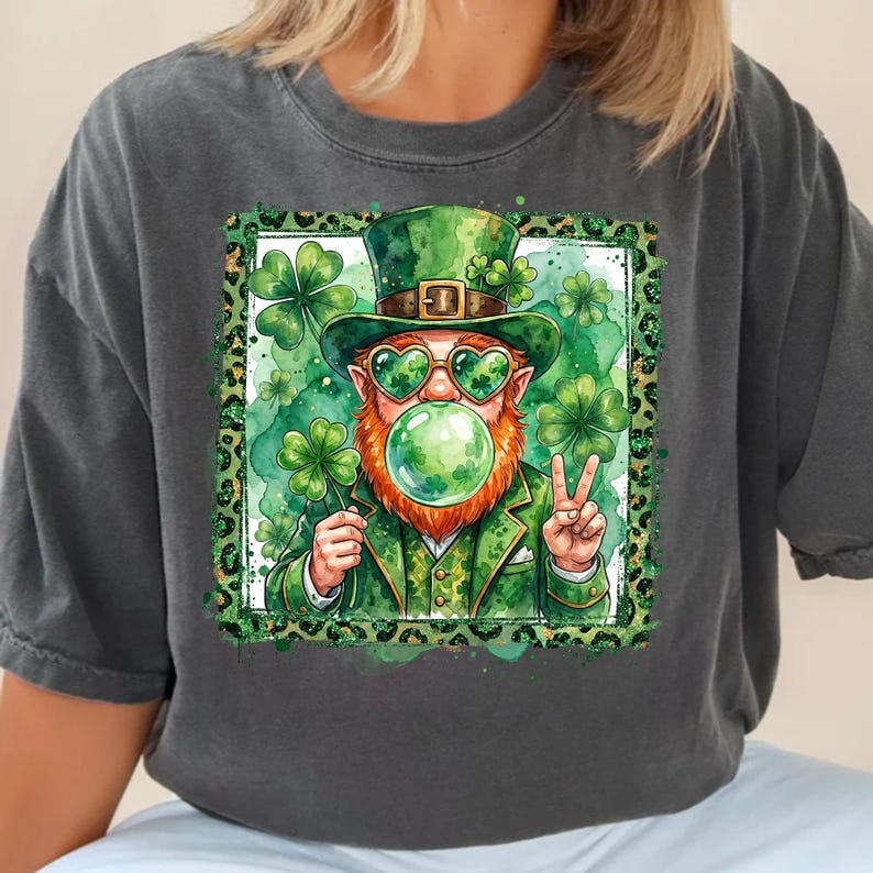 St. Patrick's Day PNG, Leprechaun Blowing Bubble Gum PNG, Funny ...