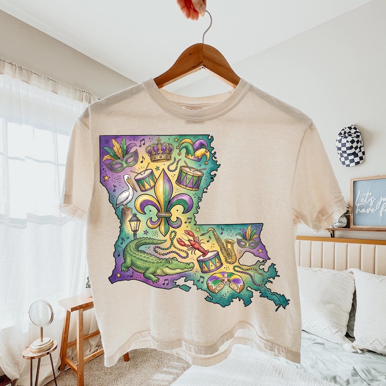 Mardi Gras PNG, Louisiana Map PNG, Watercolor LA Alligator Crawfish ...