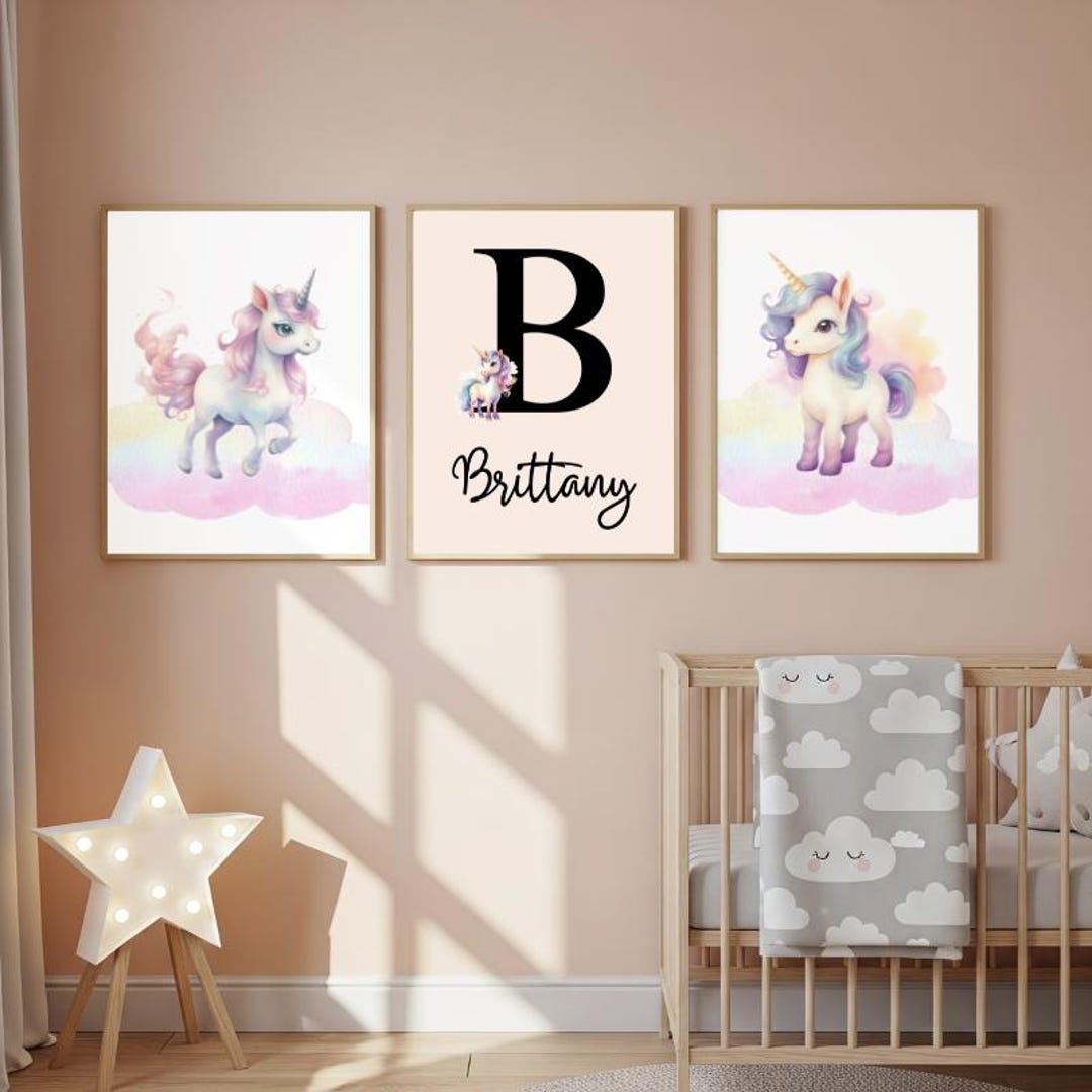 Girl Magical Name Wall Art, Custom Initial Print, Personalized Name ...