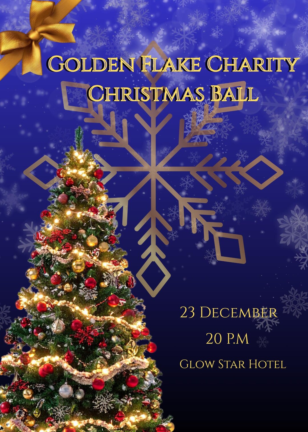 Elegant Blue & Gold Christmas Ball Invitation Template (5x7 Canva ...