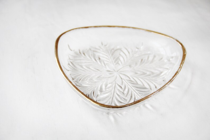 Gold Rim Glass Trinket Dish Vintage Key Dish Glass Candy | Etsy