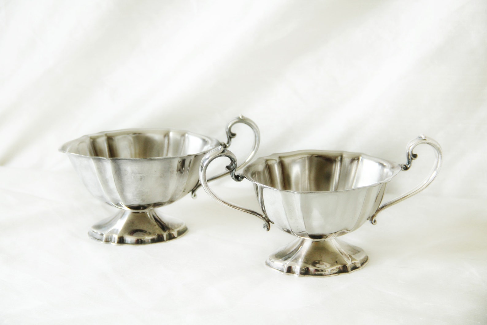 Silver Cream Sugar Set Vintage Metal Coffee Service Set - Etsy