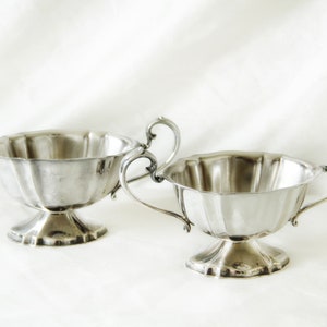 Silver Cream + Sugar Set | Vintage Metal Coffee Service Set | Metal ...