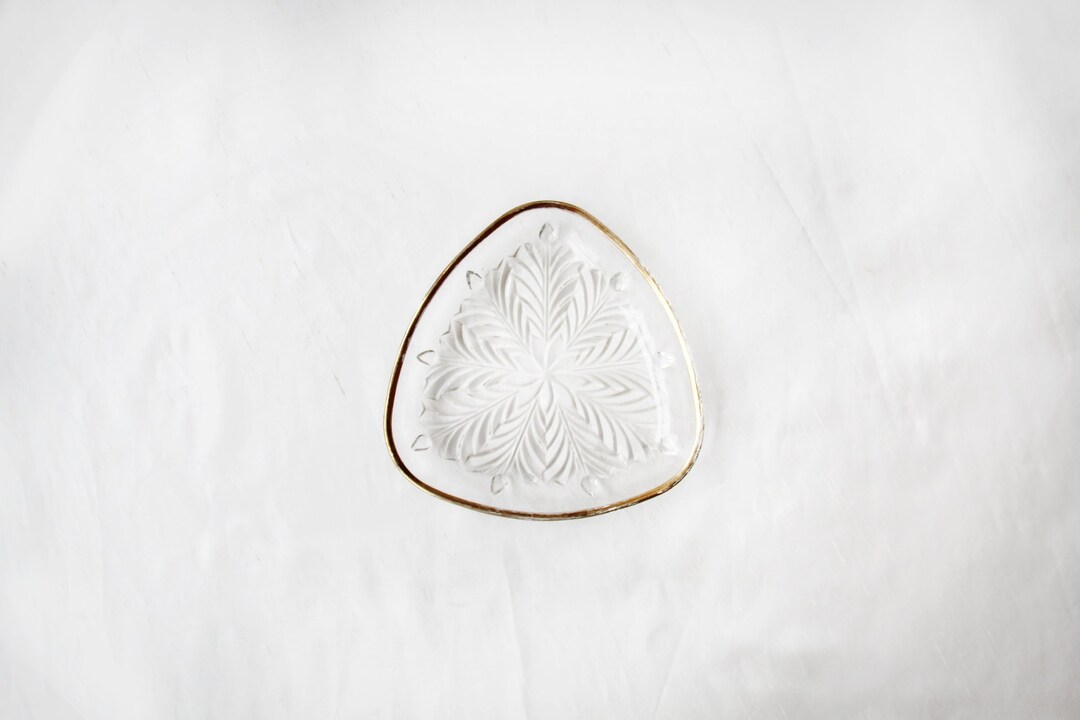 Gold Rim Glass Trinket Dish Vintage Key Dish Glass Candy - Etsy