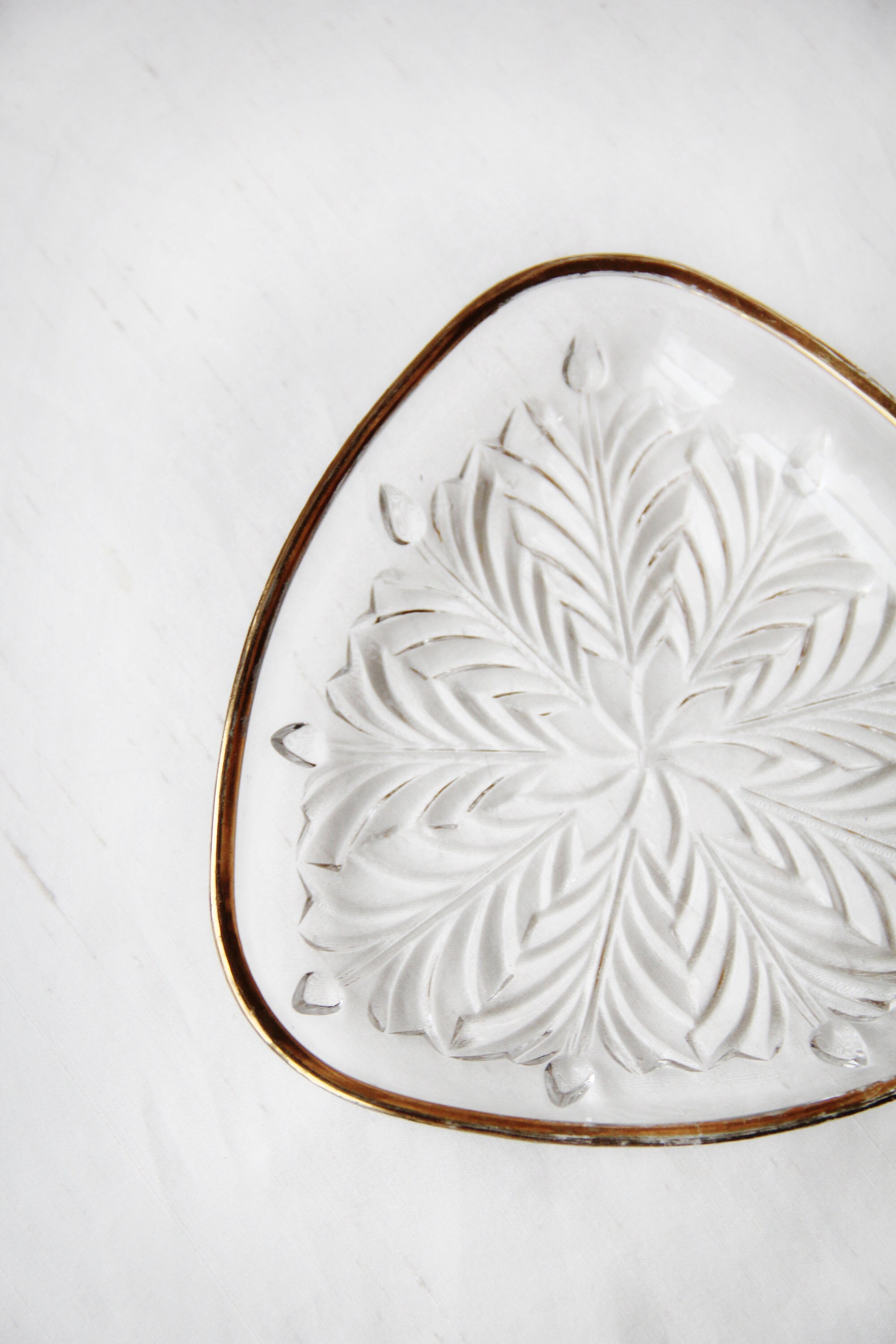 Gold Rim Glass Trinket Dish Vintage Key Dish Glass Candy | Etsy