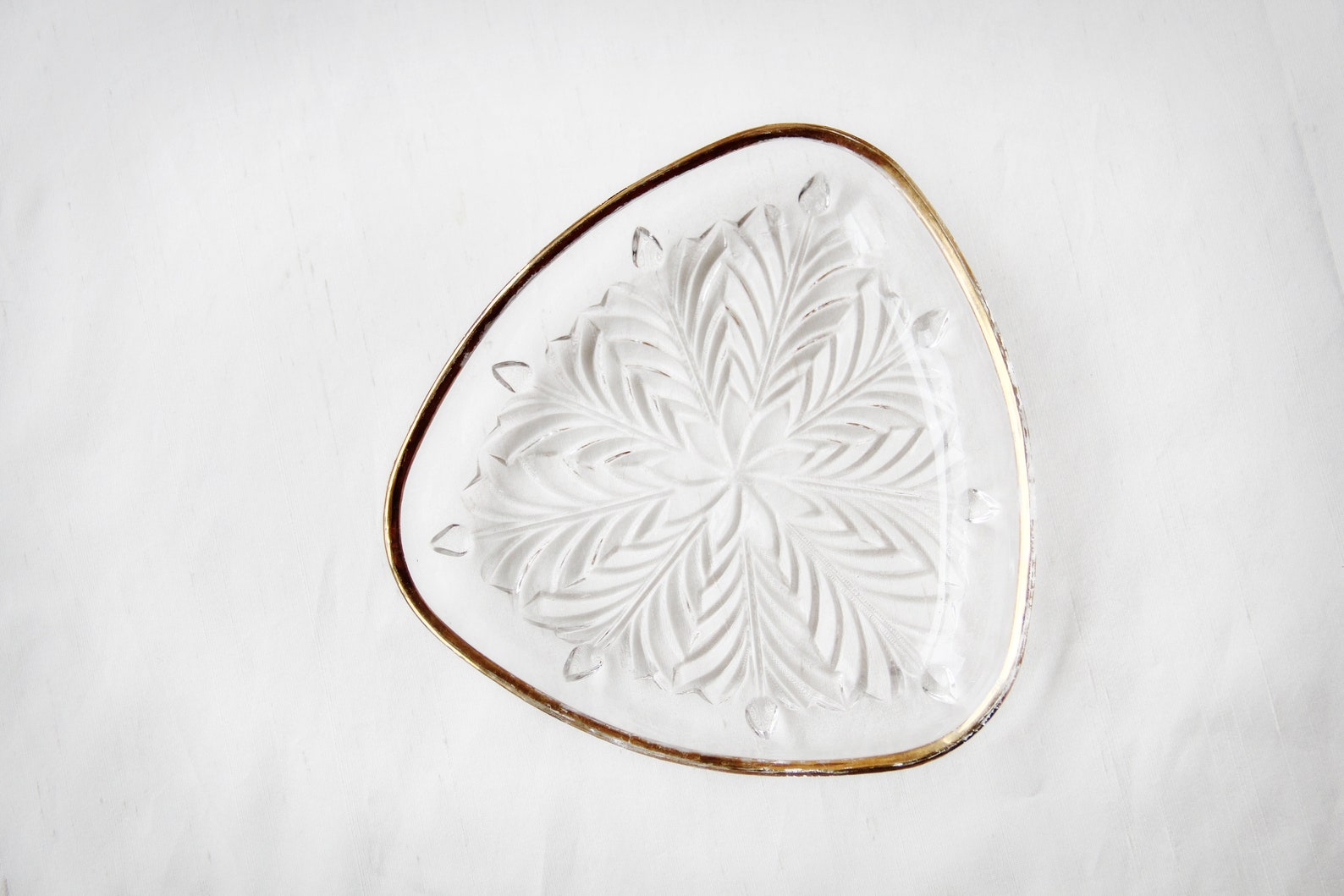 Gold Rim Glass Trinket Dish Vintage Key Dish Glass Candy - Etsy