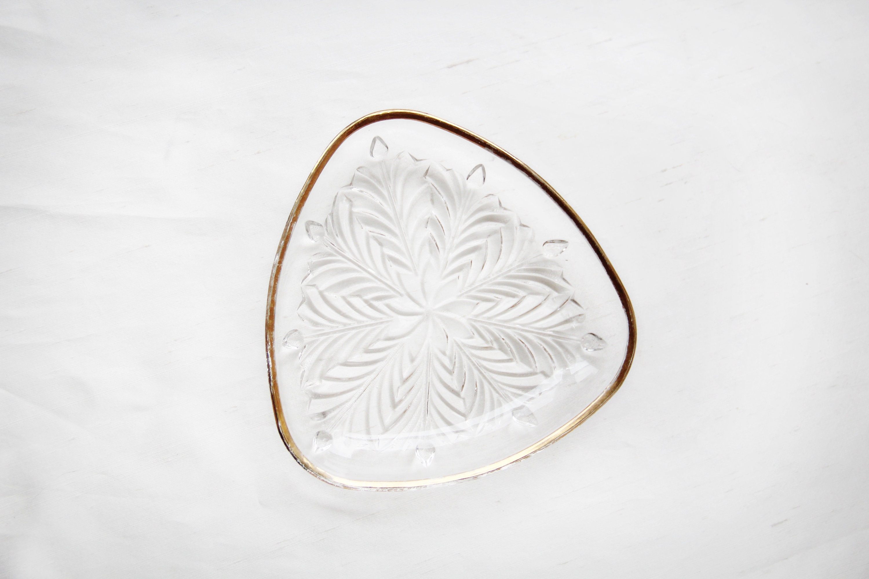 Gold Rim Glass Trinket Dish Vintage Key Dish Glass Candy | Etsy