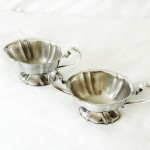 Silver Cream + Sugar Set | Vintage Metal Coffee Service Set | Metal ...