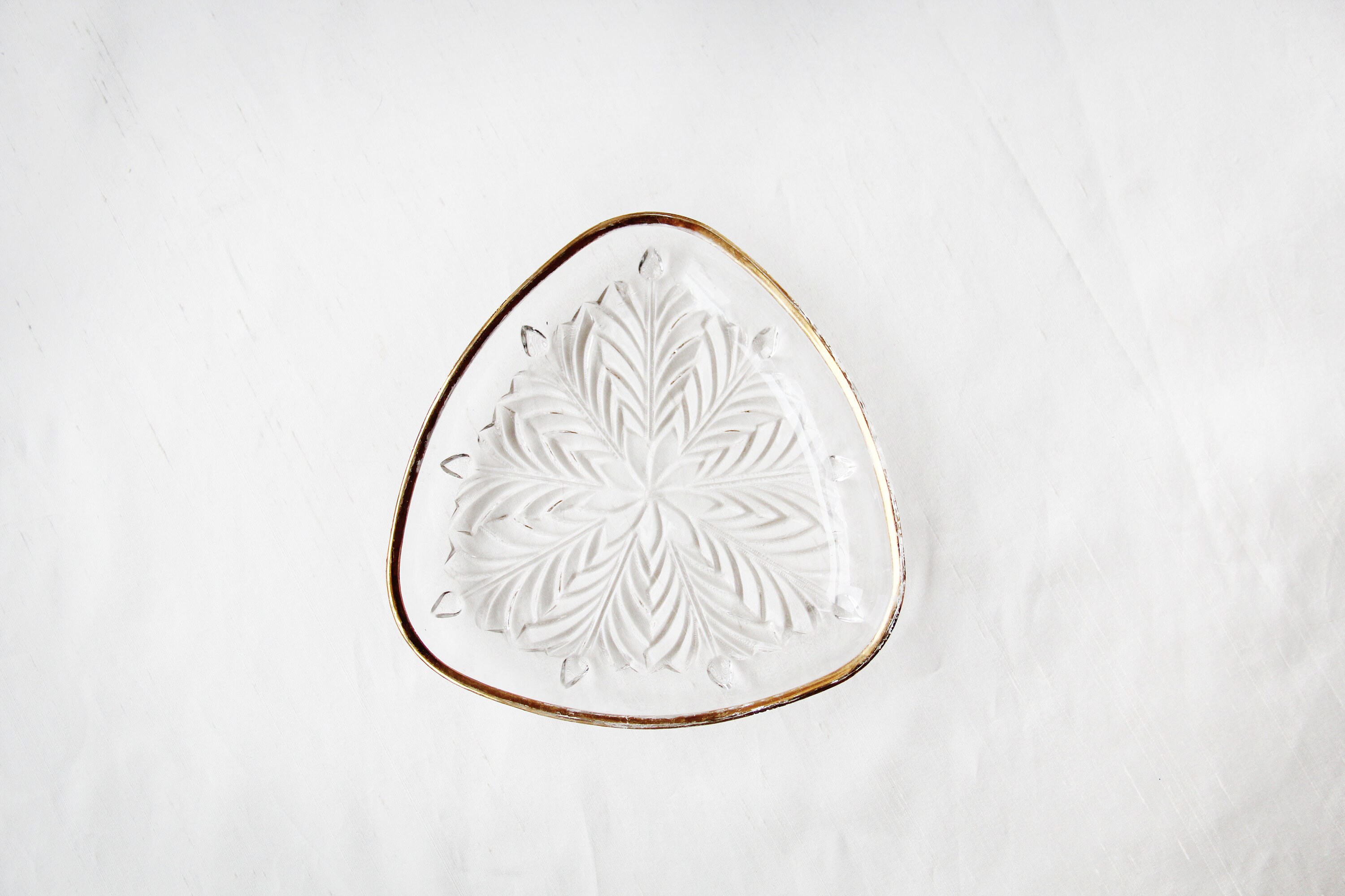 Gold Rim Glass Trinket Dish Vintage Key Dish Glass Candy | Etsy