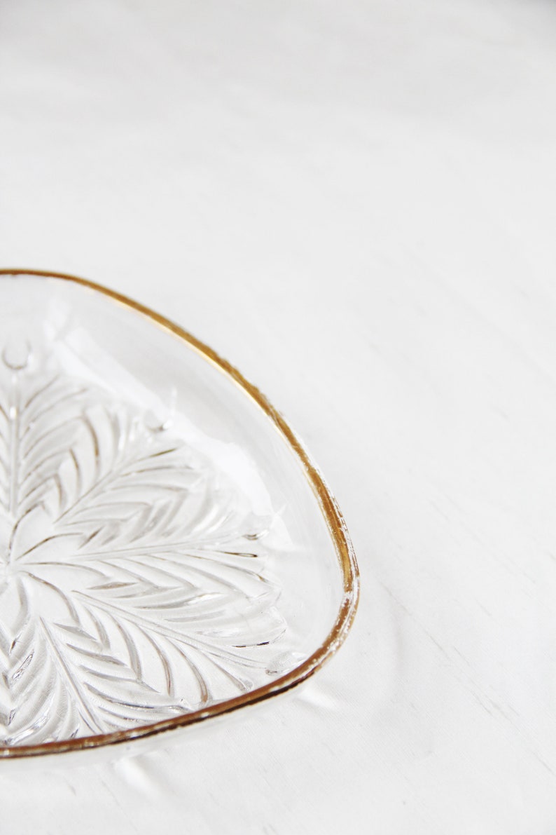 Gold Rim Glass Trinket Dish Vintage Key Dish Glass Candy | Etsy