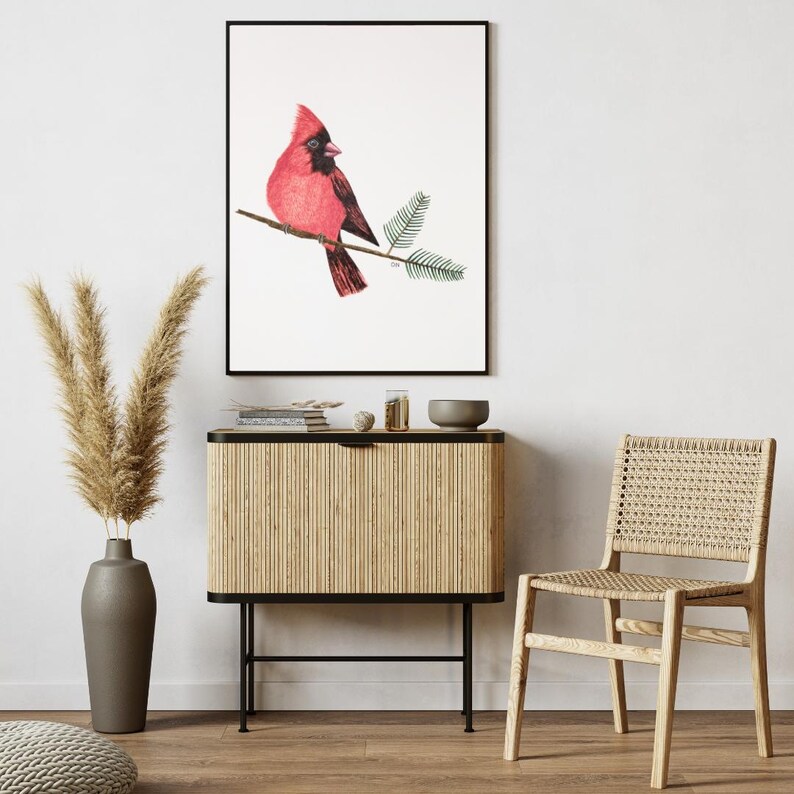 Cardinal Print, Minimalist Bird Printable, Winter Wall Art, Bird ...