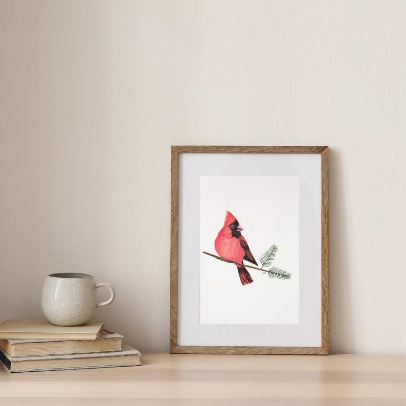 Cardinal Print, Minimalist Bird Printable, Winter Wall Art, Bird ...