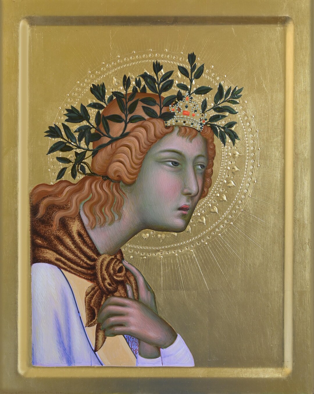 Painting the Angel of Simone Martini - Egg Tempera With Real Gold ...