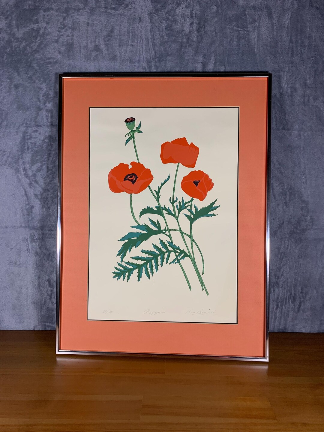 VINTAGE 1976 Ken Perry Original Signed POPPIES Lithograph Print ...