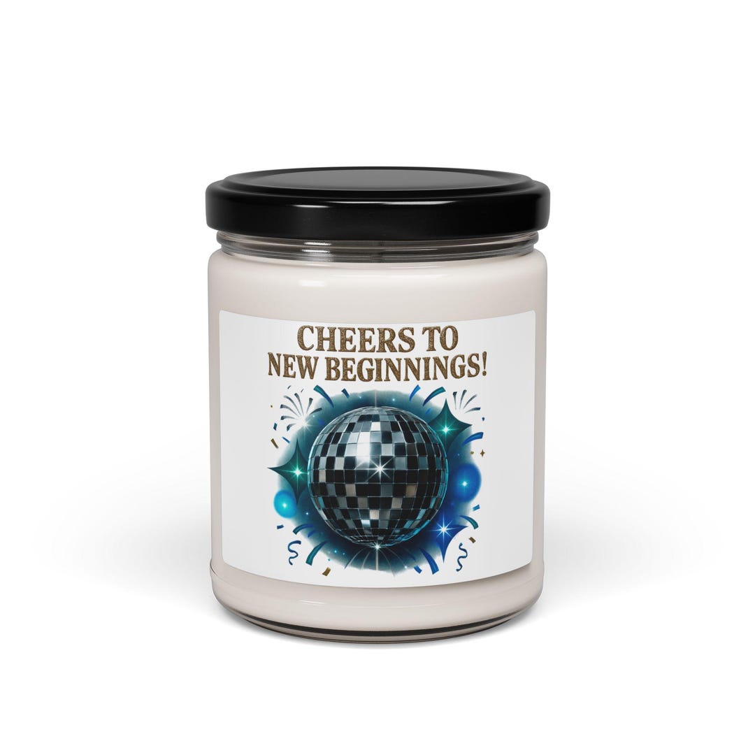 Cheers to New Beginnings Disco Ball Candle, Soy Jar 9oz | Celebration ...