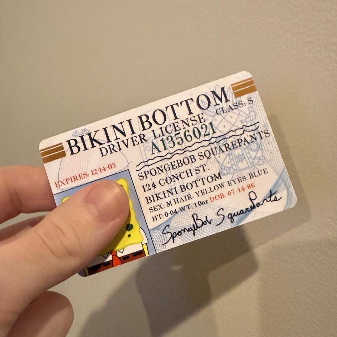 Sponge Parody Boating License Card | TV Show Gag Gift | Cartoon Driving ...