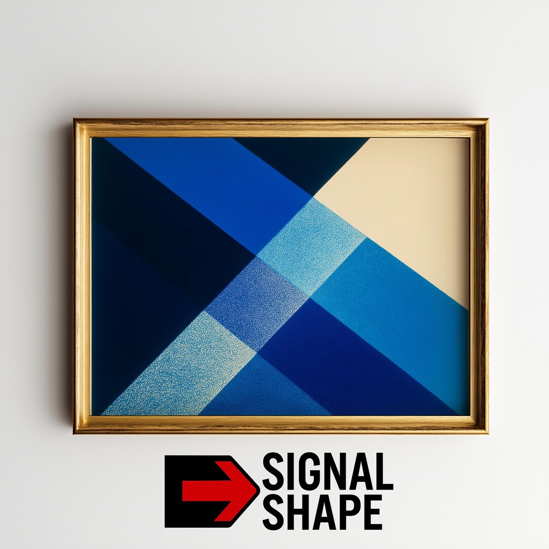 Abstract Blue Diagonal Beam Printable Wall Art, Modern Minimal ...