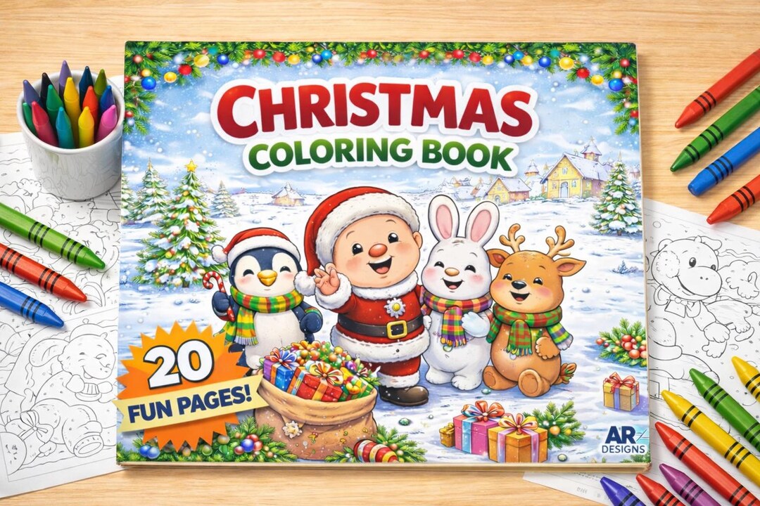 Holiday Coloring Book for Kids | Printable Winter Coloring Pages | Cute ...