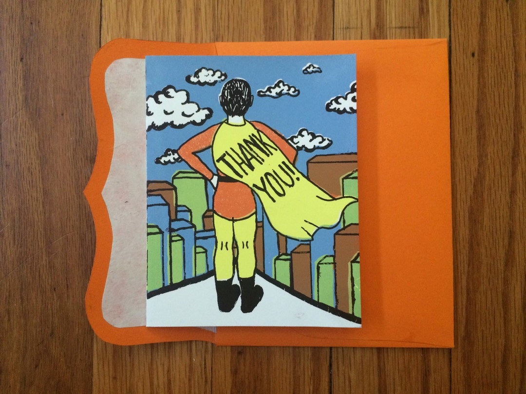 Superhero Thank You Card - Etsy