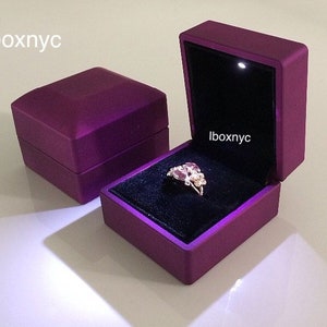 Purple Violet Leather Grain Luxurious Lighted LED & Black Suede ...