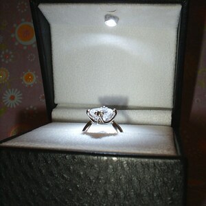 New LARGE Fancy Black Leather Spot Light Lu LED Lighted Engagement Ring ...