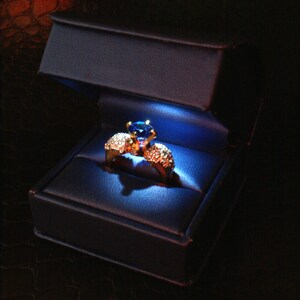 Fancy Blue LED Lighted Engagement Ring Box With Satin Ribbon Gift Box ...
