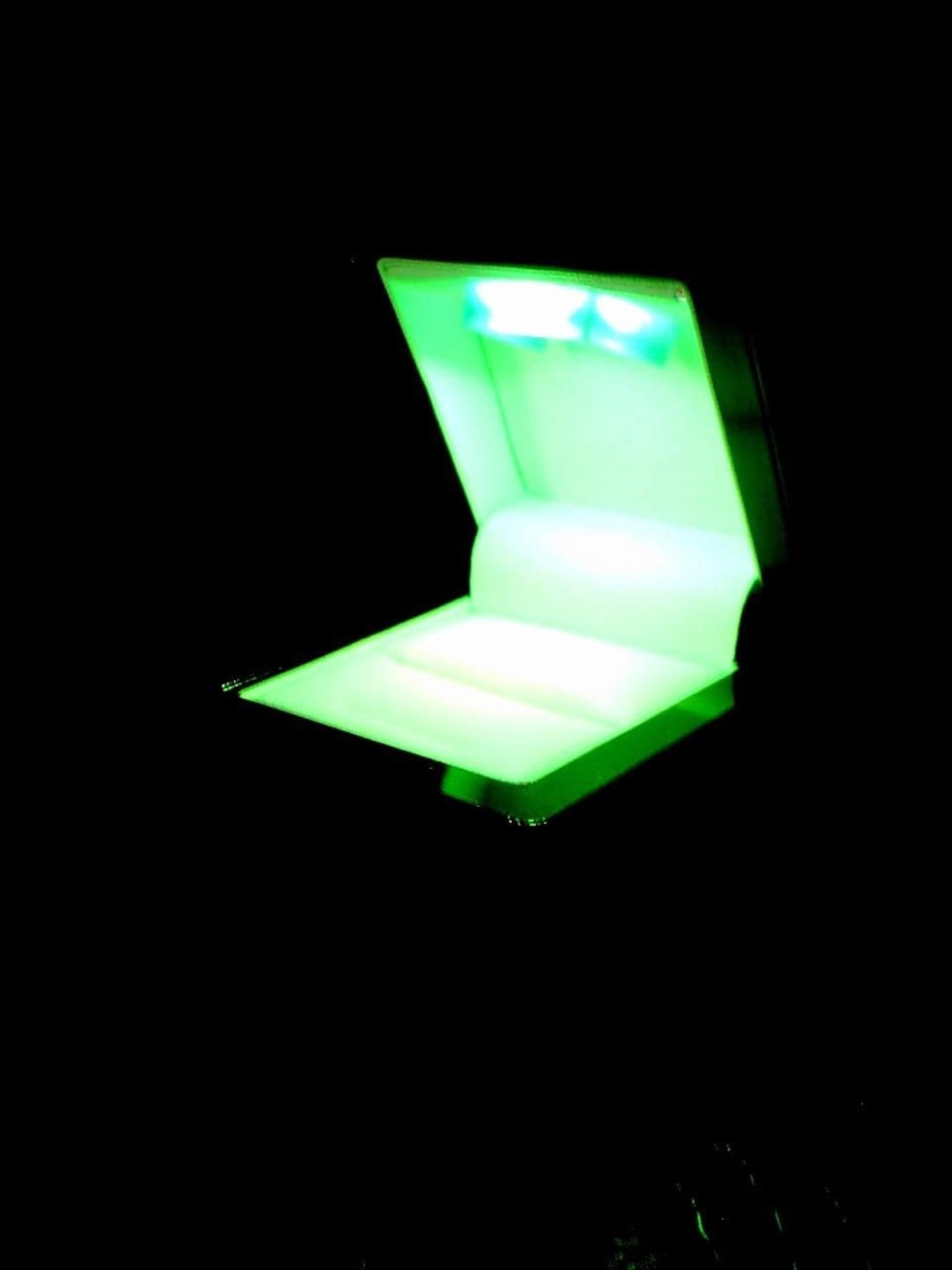 Custom Green Lantern LED Ring Box Fancy Mahogany Wood Grain & White ...
