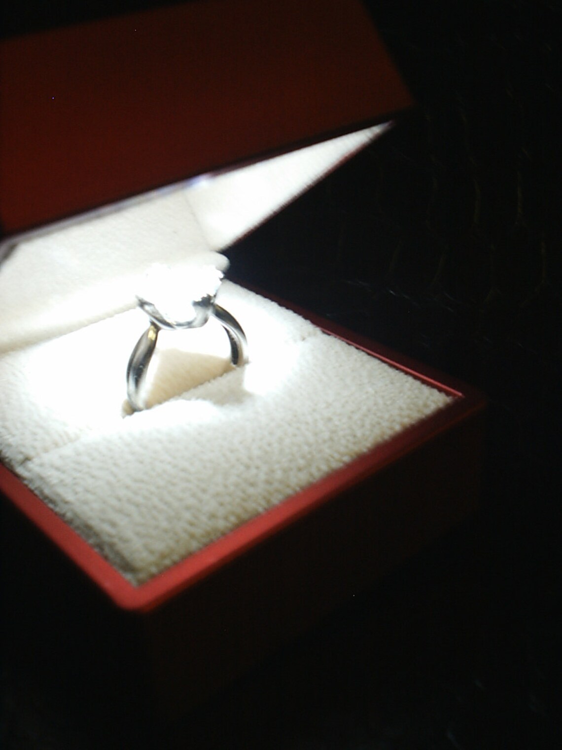 Red Piano Finish LED Lighted Ring Box Display Case FANCY Leather ...