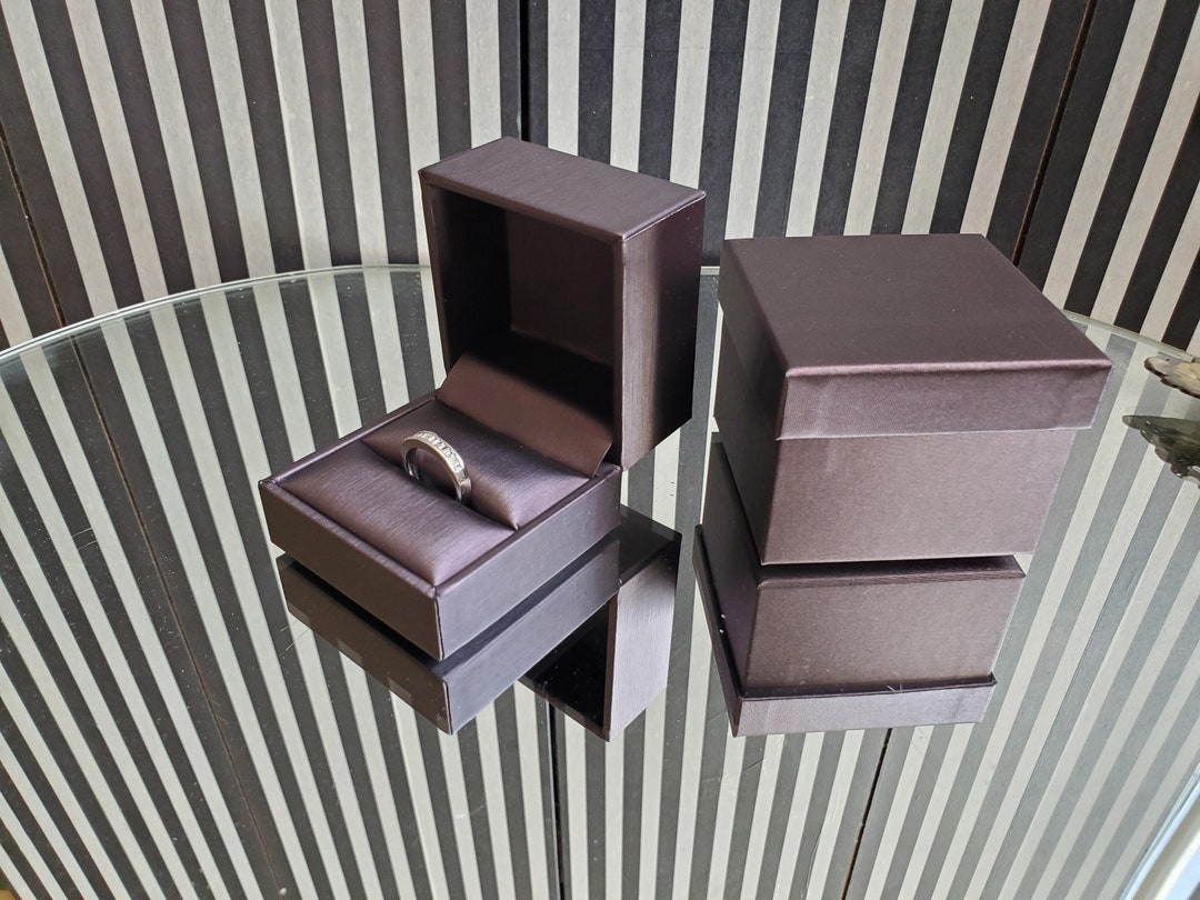 New Fancy Steel Purple Leather Engagement Ring Gift Box Bridal Wedding ...