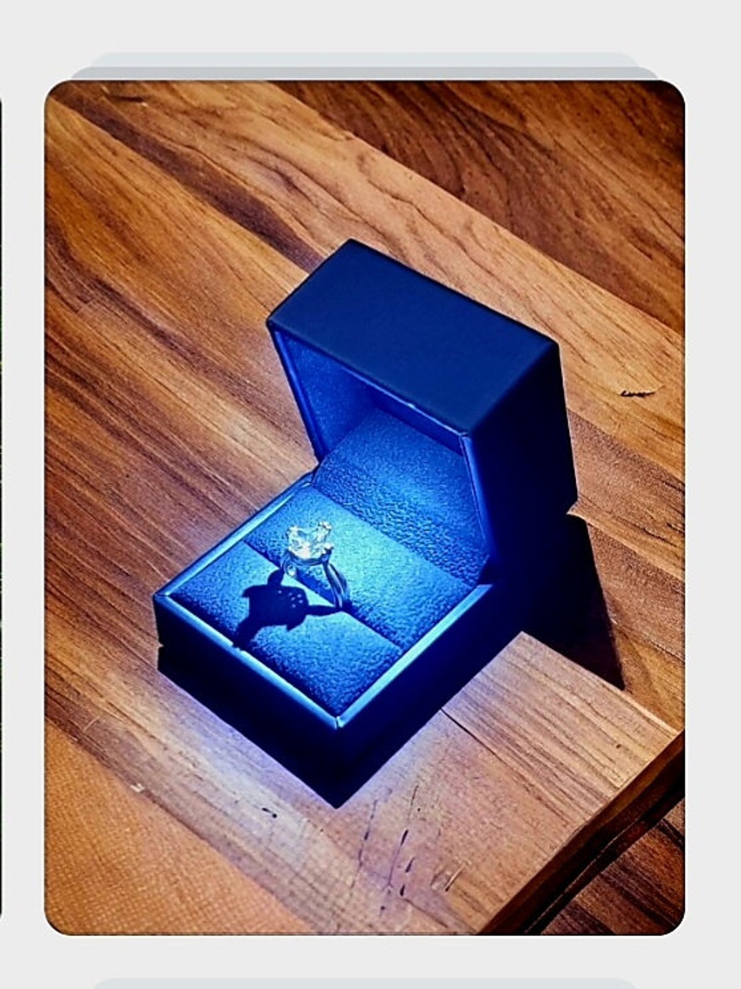 Royal Blue Lighted LED Engagement Ring Box / Illuminated Ring Case Stud ...