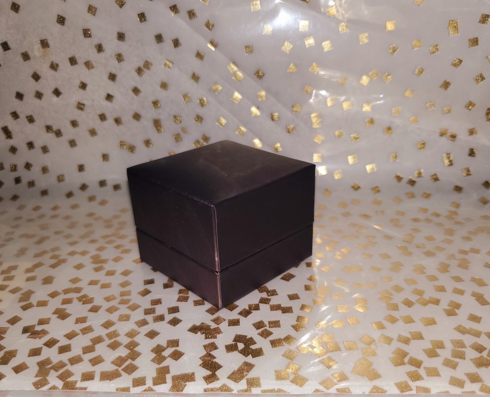 New Fancy Steel Purple Leather Engagement Ring Gift Box Bridal Wedding ...