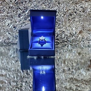 Fancy Blue LED Lighted Engagement Ring Box With Satin Ribbon Gift Box ...