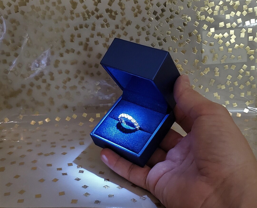 Royal Blue Lighted LED Engagement Ring Box / Illuminated Ring - Etsy
