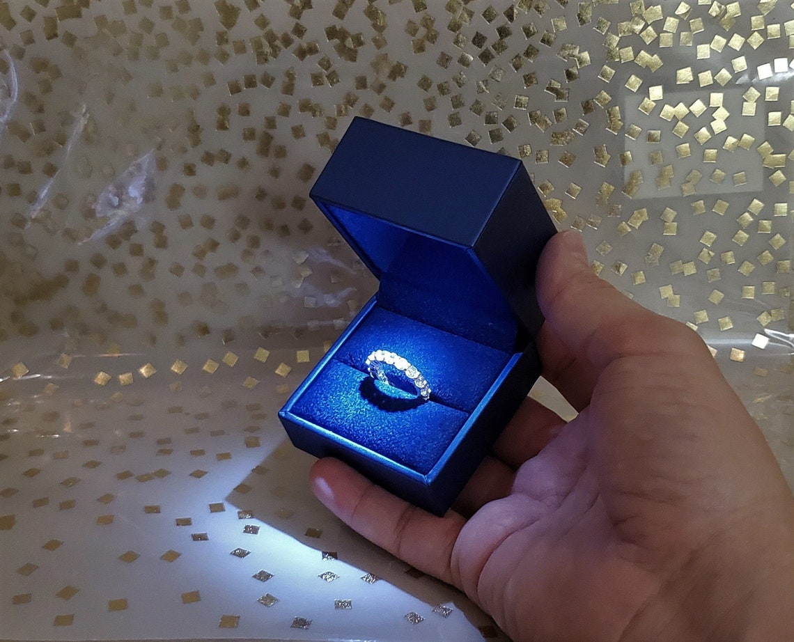 Royal Blue Lighted LED Engagement Ring Box / Illuminated Ring | Etsy