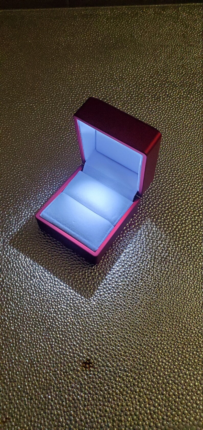 Red Piano Finish LED Lighted Ring Box Display Case FANCY Leather ...